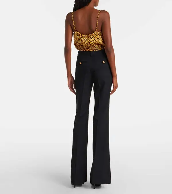 Versace Leopard-print Silk Satin Bodysuit - Multicoloured
