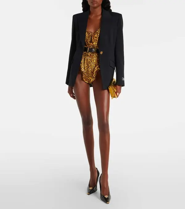 Versace Leopard-print Silk Satin Bodysuit - Multicoloured