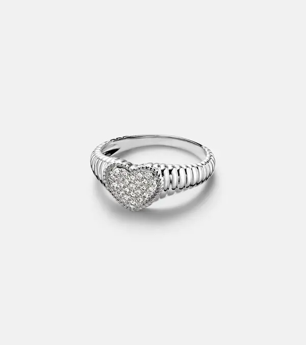 Yvonne Léon Baby 9kt White Gold Pinky Ring With Diamonds - Silver