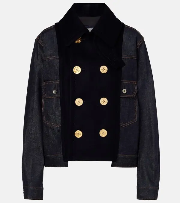 Sacai Paneled Denim Jacket - Blue