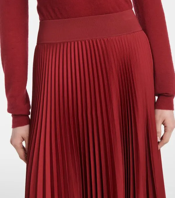JOSEPH Ade Plissé Crêpe Midi Skirt - Red