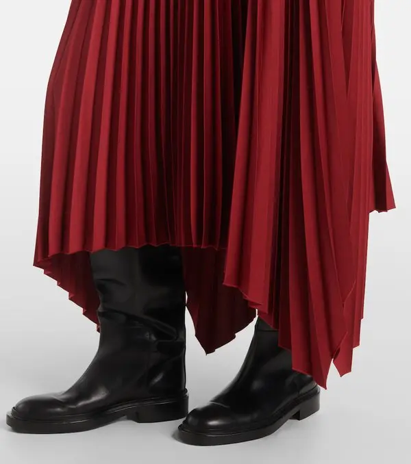JOSEPH Ade Plissé Crêpe Midi Skirt - Red