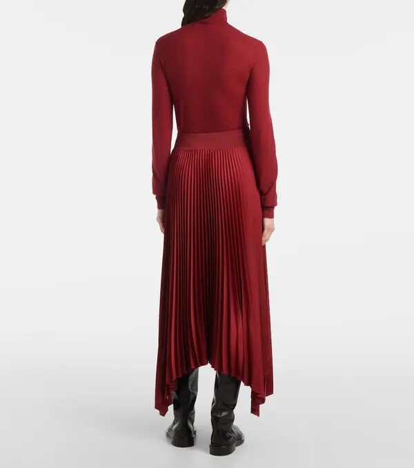 JOSEPH Ade Plissé Crêpe Midi Skirt - Red