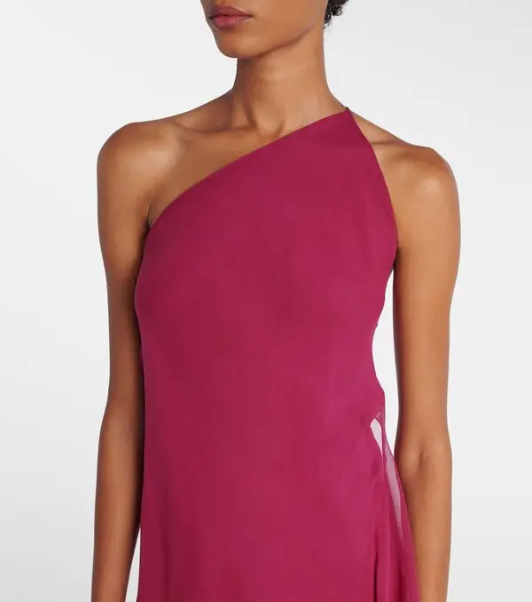 THE SEI One-shoulder Ruffled Silk Gown