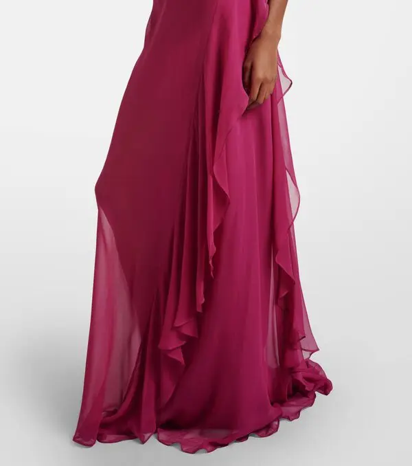 THE SEI One-shoulder Ruffled Silk Gown