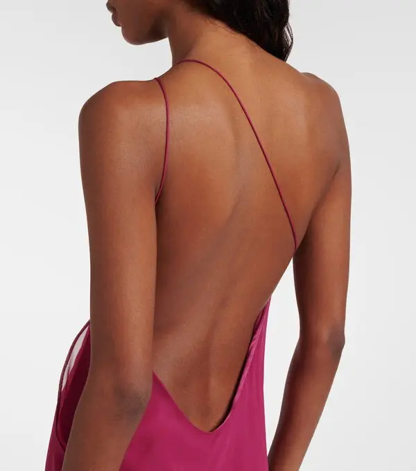 THE SEI One-shoulder Ruffled Silk Gown