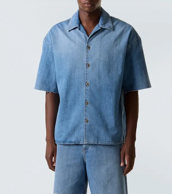 Loewe Anagram Denim Bowling Shirt - Blue