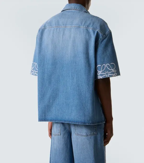 Loewe Anagram Denim Bowling Shirt - Blue