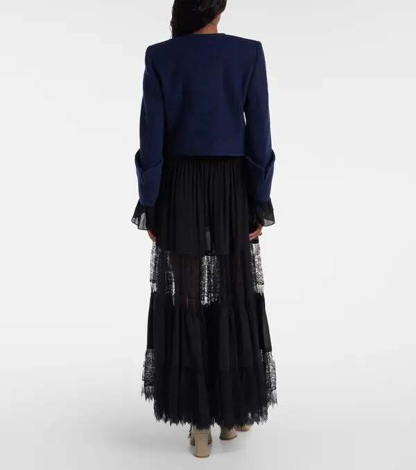 Chloé Checked Cropped Wool-blend Jacket