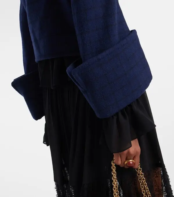 Chloé Checked Cropped Wool-blend Jacket