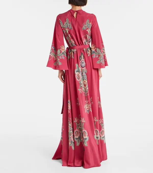 Etro Belted Printed Silk Maxi Dress
