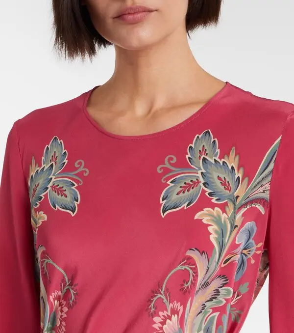 Etro Belted Printed Silk Maxi Dress