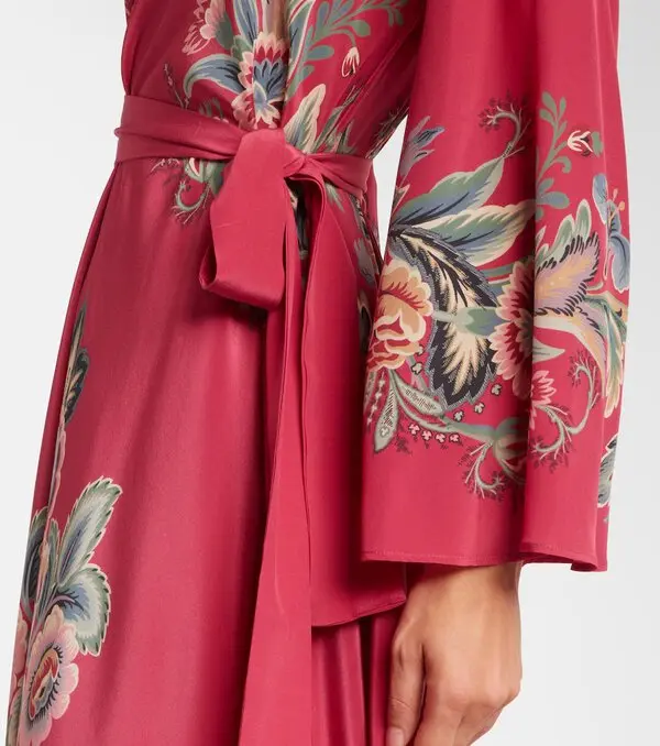 Etro Belted Printed Silk Maxi Dress