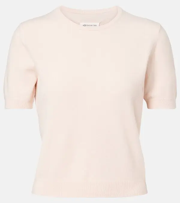 MAISON MARGIELA Knitted Virgin Wool T-shirt - Pink