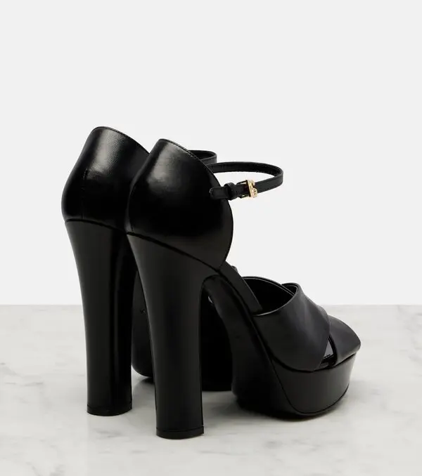 Dolce & Gabbana Leather Platform Sandals - Black