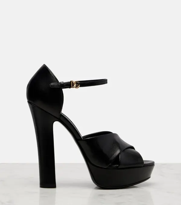 Dolce & Gabbana Leather Platform Sandals - Black