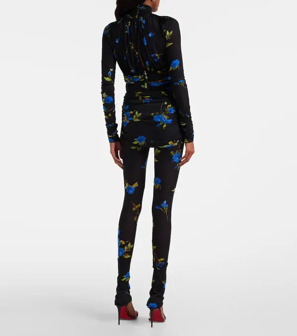 Blumarine Floral Jersey Leggings - Black
