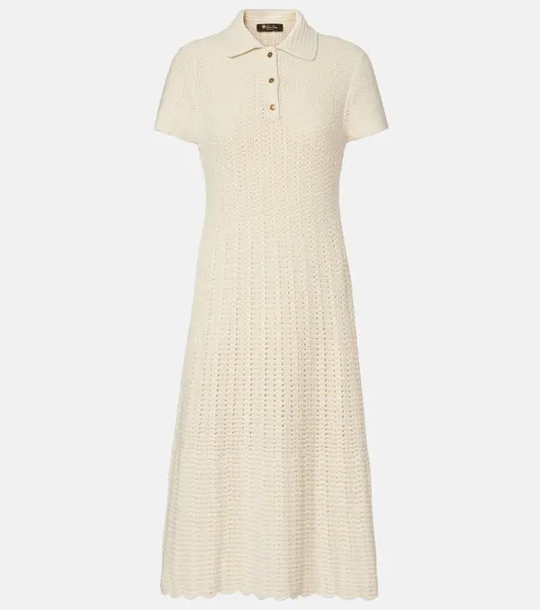 Loro Piana Arola Knitted Cotton Polo Dress - White