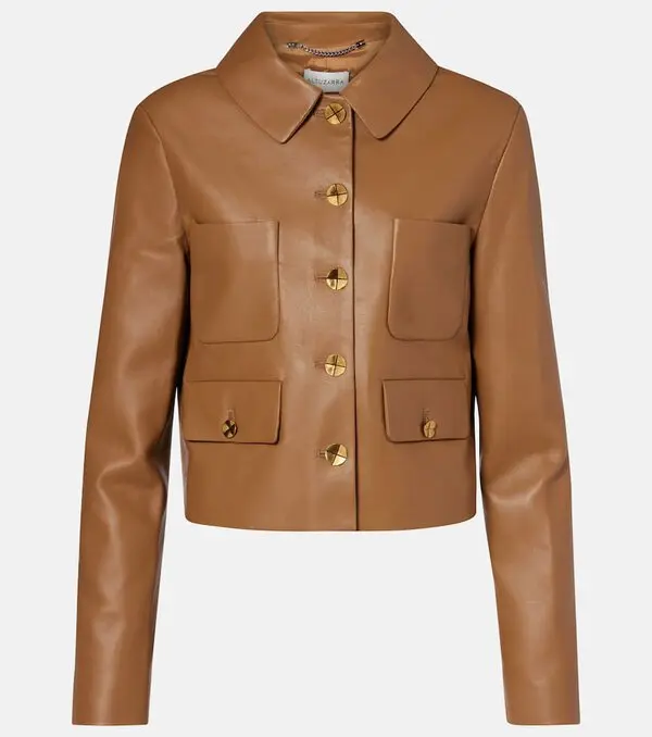 Altuzarra Astley Cropped Leather Jacket - Brown