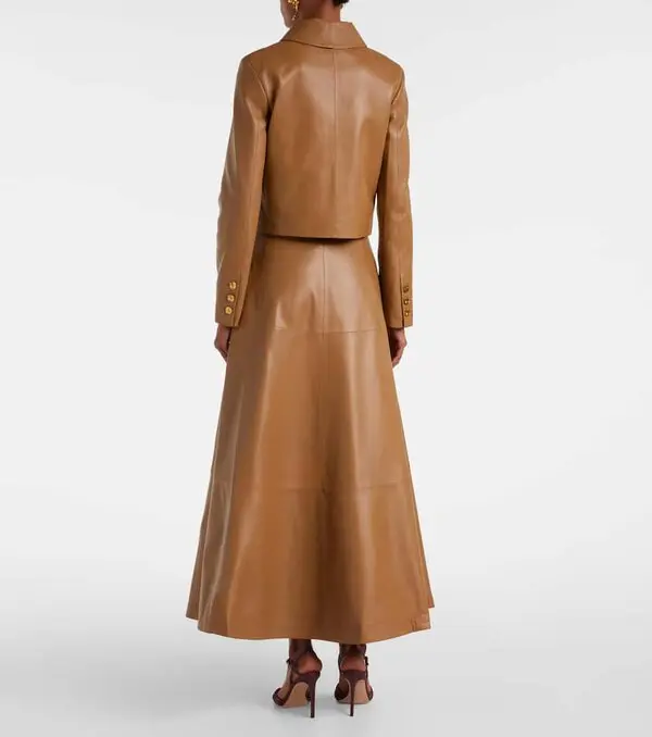 Altuzarra Astley Cropped Leather Jacket - Brown