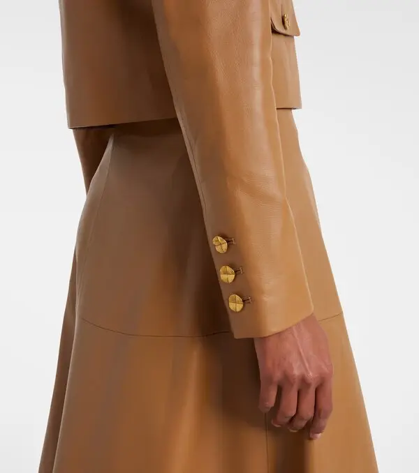 Altuzarra Astley Cropped Leather Jacket - Brown