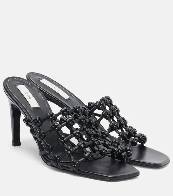 TOTEME Woven Leather Square Toe Sandals