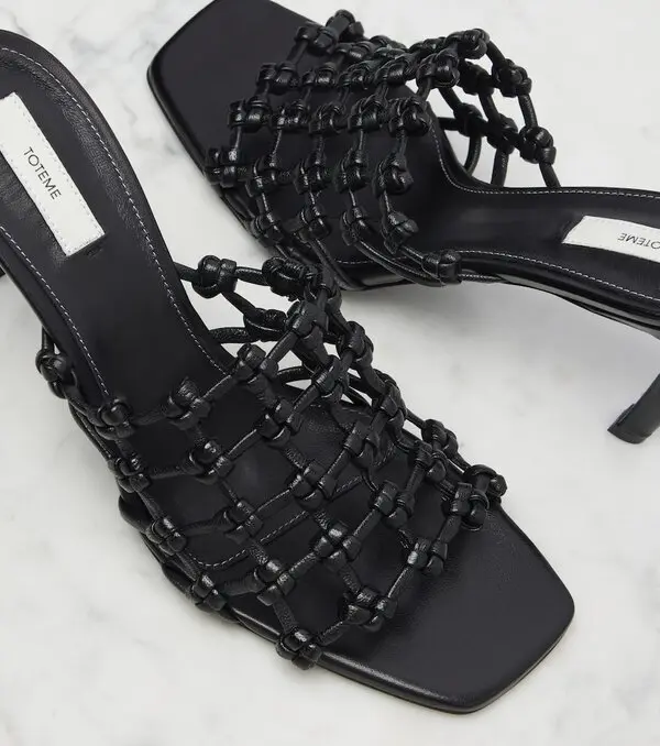 TOTEME Woven Leather Square Toe Sandals