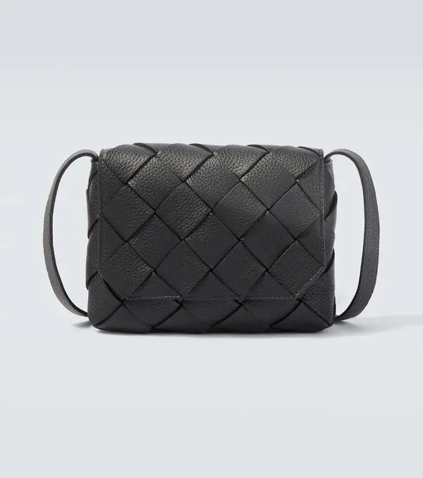 Bottega Veneta Diago Intreccio Leather Crossbody Bag - Grey