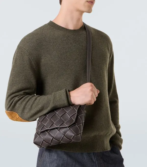 Bottega Veneta Diago Intreccio Leather Crossbody Bag - Brown