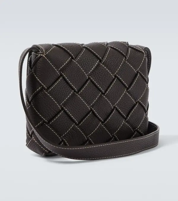 Bottega Veneta Diago Intreccio Leather Crossbody Bag - Brown