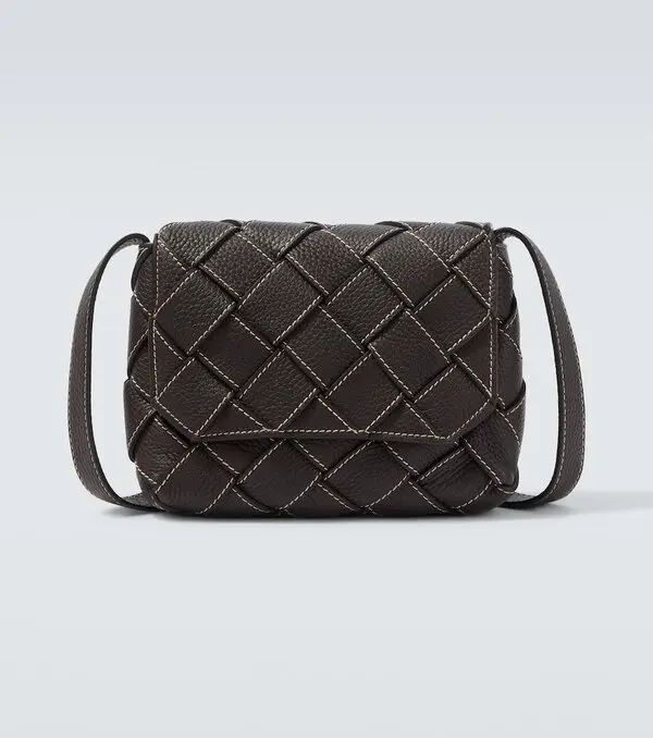 Bottega Veneta Diago Intreccio Leather Crossbody Bag - Brown