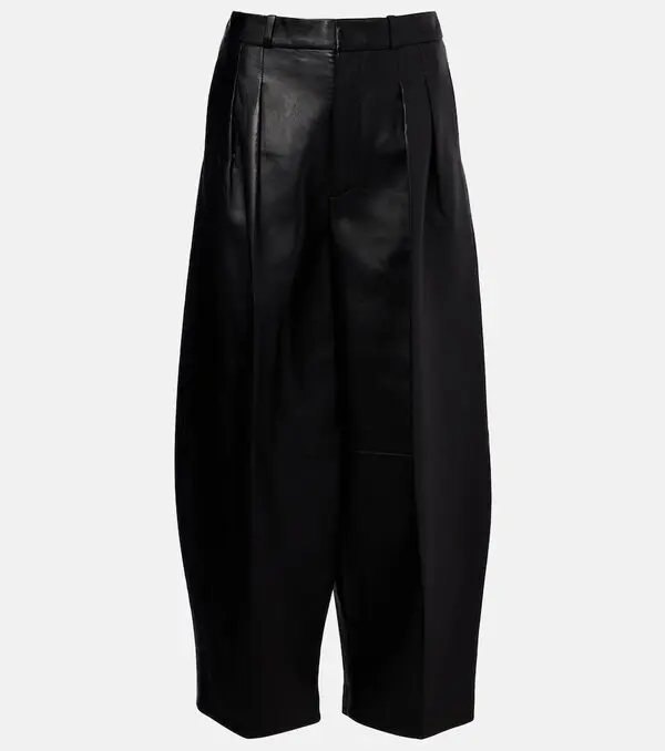 Altuzarra Leather Barrel-leg Pants