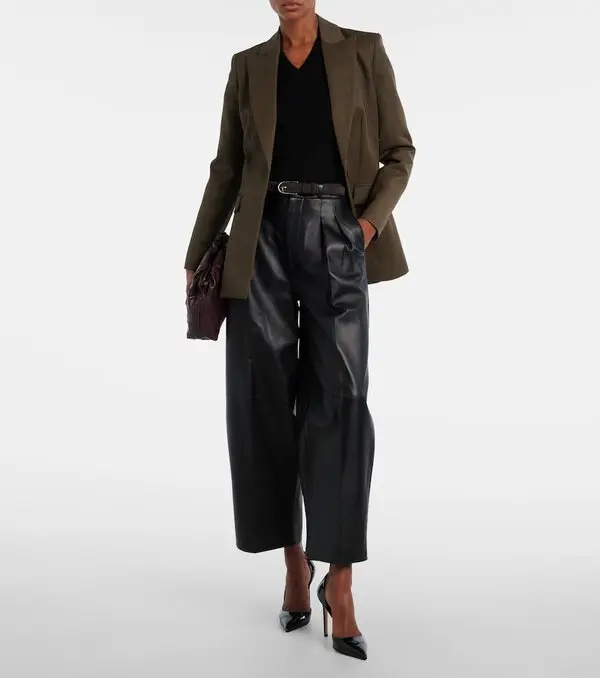 Altuzarra Leather Barrel-leg Pants