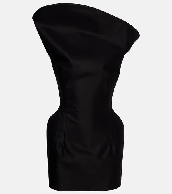 Magda Butrym Asymmetric Cotton Corset Dress - Black