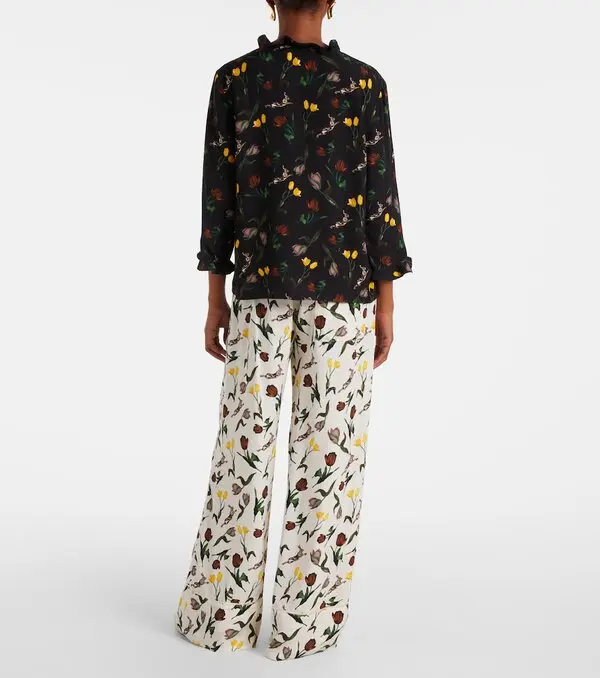 Marni Ruffled Floral V-neck Blouse