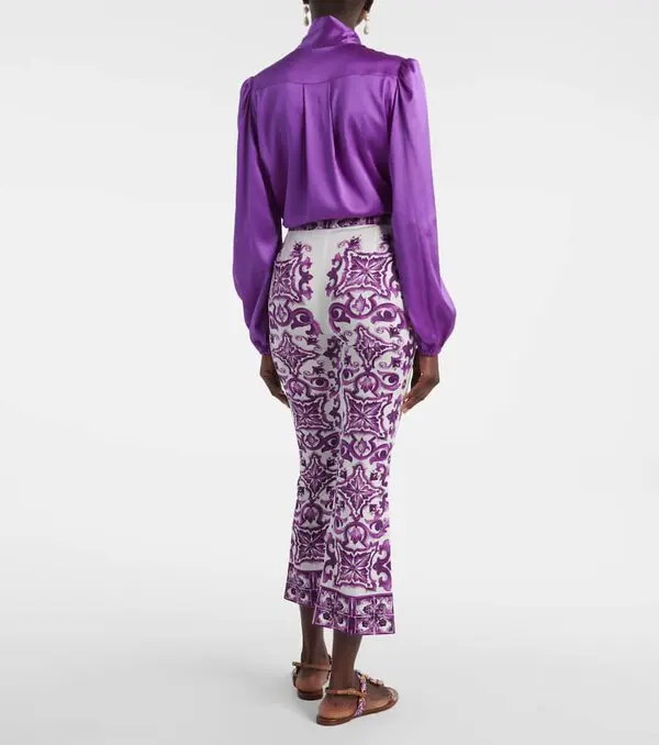 Dolce & Gabbana Majolica Silk-blend Culottes - Purple