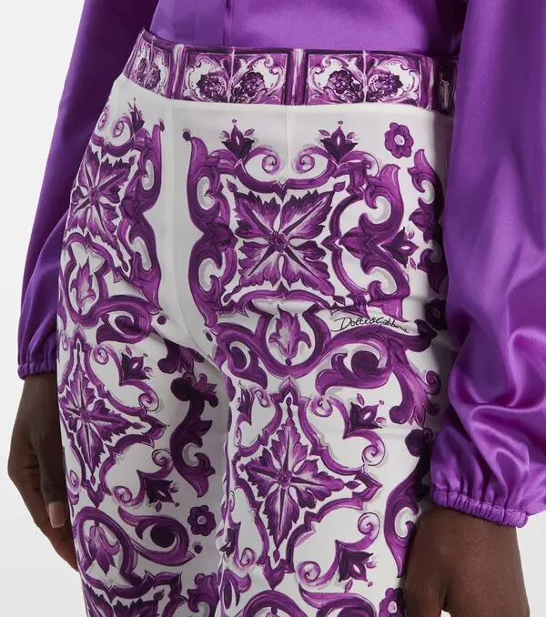 Dolce & Gabbana Majolica Silk-blend Culottes - Purple