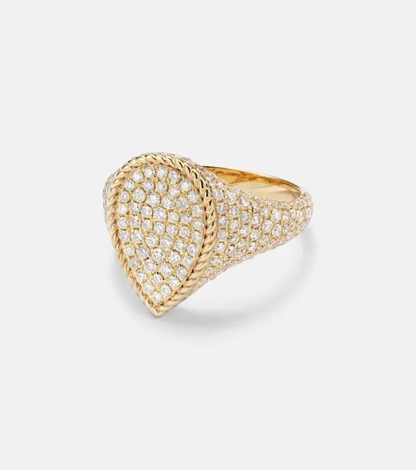 Yvonne Léon 18kt Yellow Pinky Ring With Diamonds - Gold