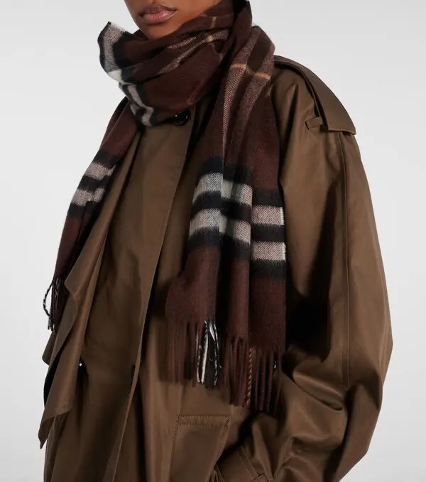 Burberry Check Cashmere Scarf - Brown