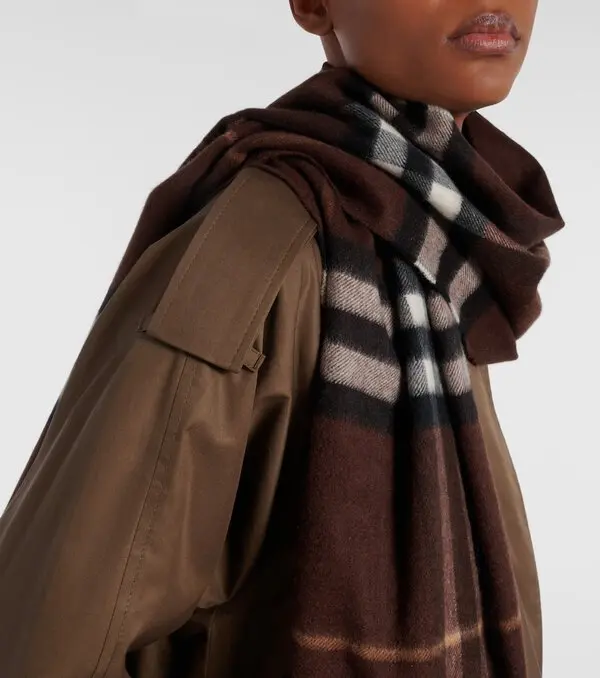 Burberry Check Cashmere Scarf - Brown