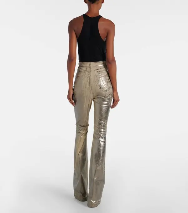 Rick Owens Bolan Coated High-rise Bootcut Jeans