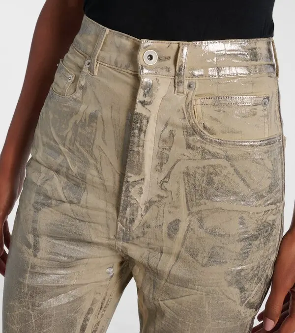 Rick Owens Bolan Coated High-rise Bootcut Jeans