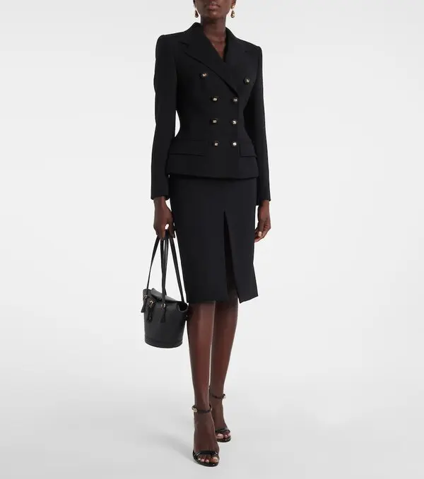 Dolce & Gabbana High-rise Wool Midi Skirt - Black