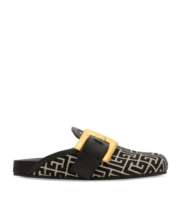 Balmain Pb Monogram Anthem Mules - Black