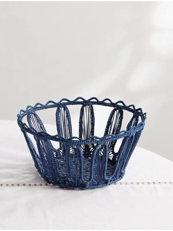 Themis Z Kyma Iraca Palm Bread Basket - Blue