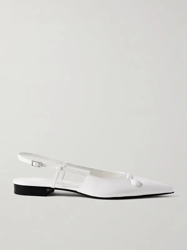 Marni Trunkaroo Embellished Leather Slingback Flats - White