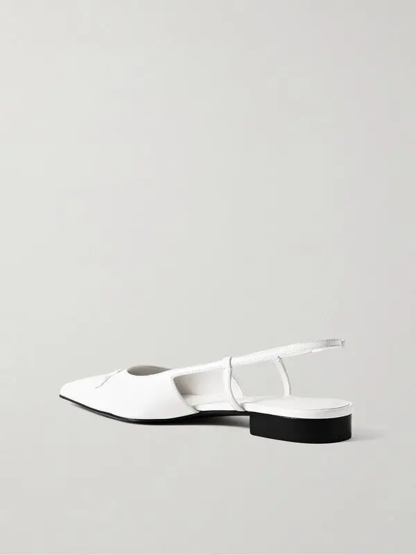 Marni Trunkaroo Embellished Leather Slingback Flats - White