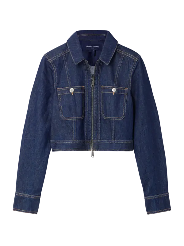 Veronica Beard Patty Cropped Denim Jacket - Blue