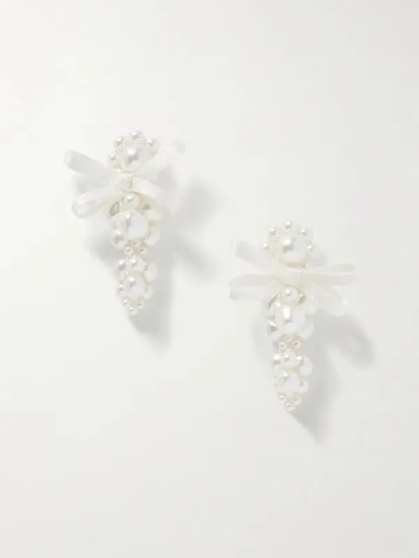 Simone Rocha Bow-detailed Faux Pearl Earrings - Ivory
