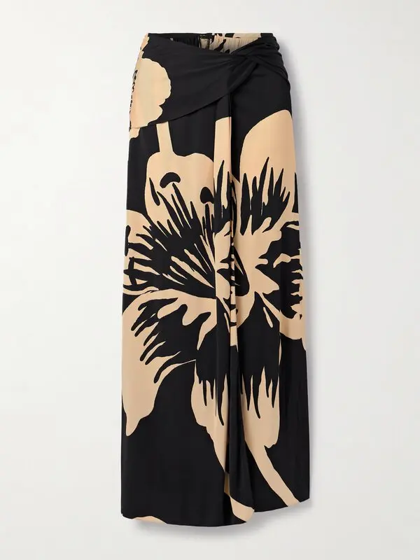 Johanna Ortiz Luminosity Floral-print Maxi Skirt - Black